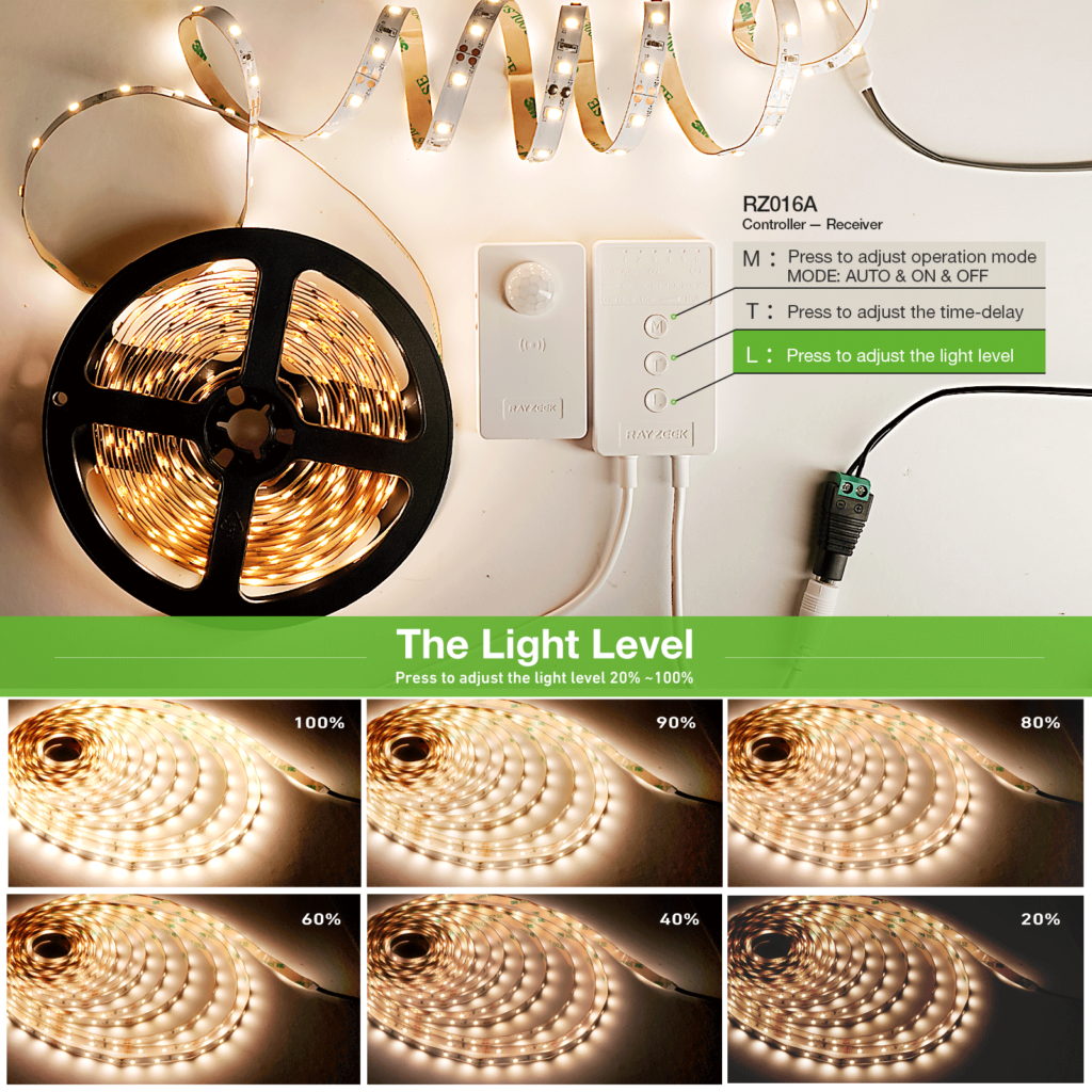 คอนโทรลเลอร์ไร้สาย ชุดเซ็นเซอร์ตรวจจับการเคลื่อนไหว 1X พร้อมไฟ LED สาย ...